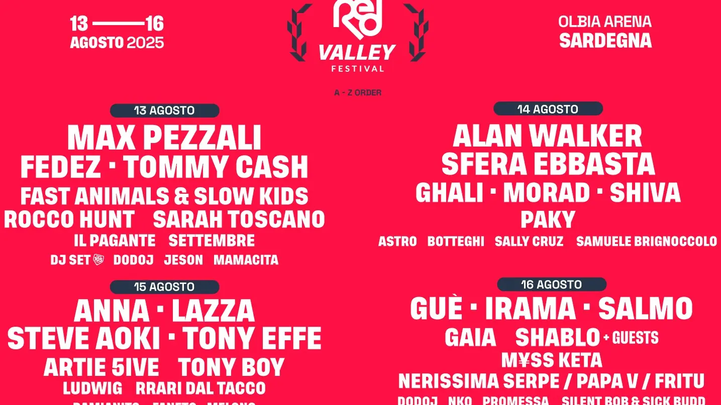 Musica, il Red Valley scalda i motori: attesi a Olbia dal 13 al 16 ...