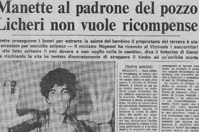 La tragedia del pozzo di Vermicino: 36 anni fa moriva Alfredino Rampi ...