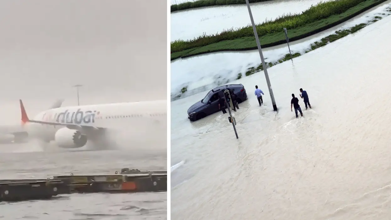 Flood in the desert: rivers on the runways of Dubai airport